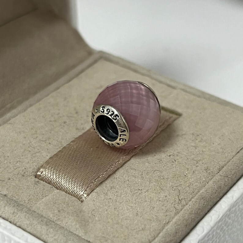 Pandora Murano Glass Pink Set With Diamond Petal Glaze Bead Love ...