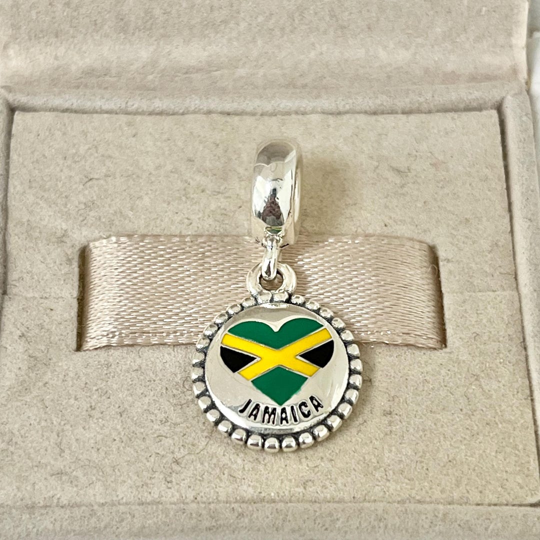 Pandora Jamaica Heart Flag Dangle Charm Travel Pendant S925 Silver ...
