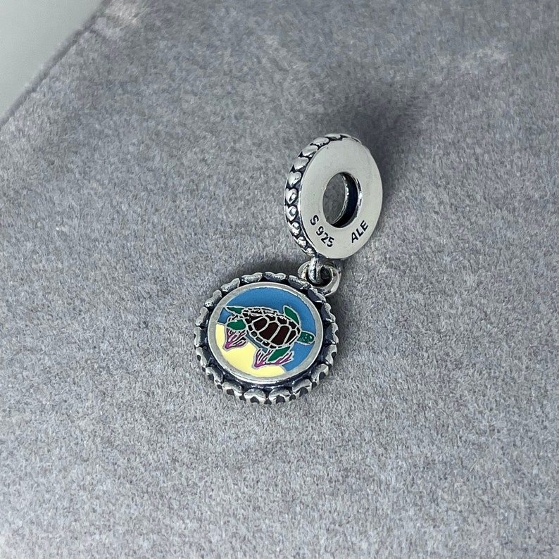 Pandora Curacao Sea Turtle Dangle Charm Pendant S925 Sterling Silver ...