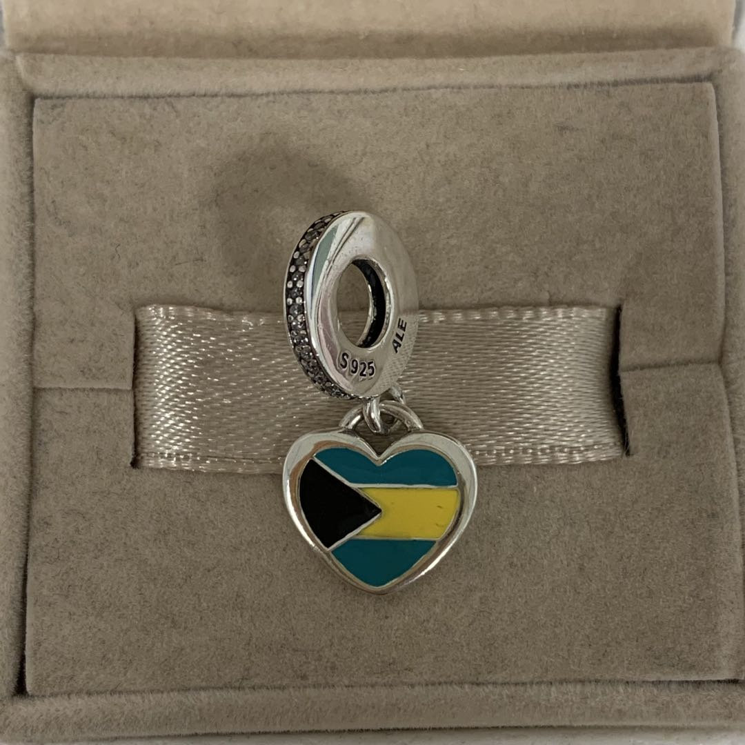 Pandora Bahamas Flag Exclusive Heart Dangle Charm Pendant，s925 Sterling ...