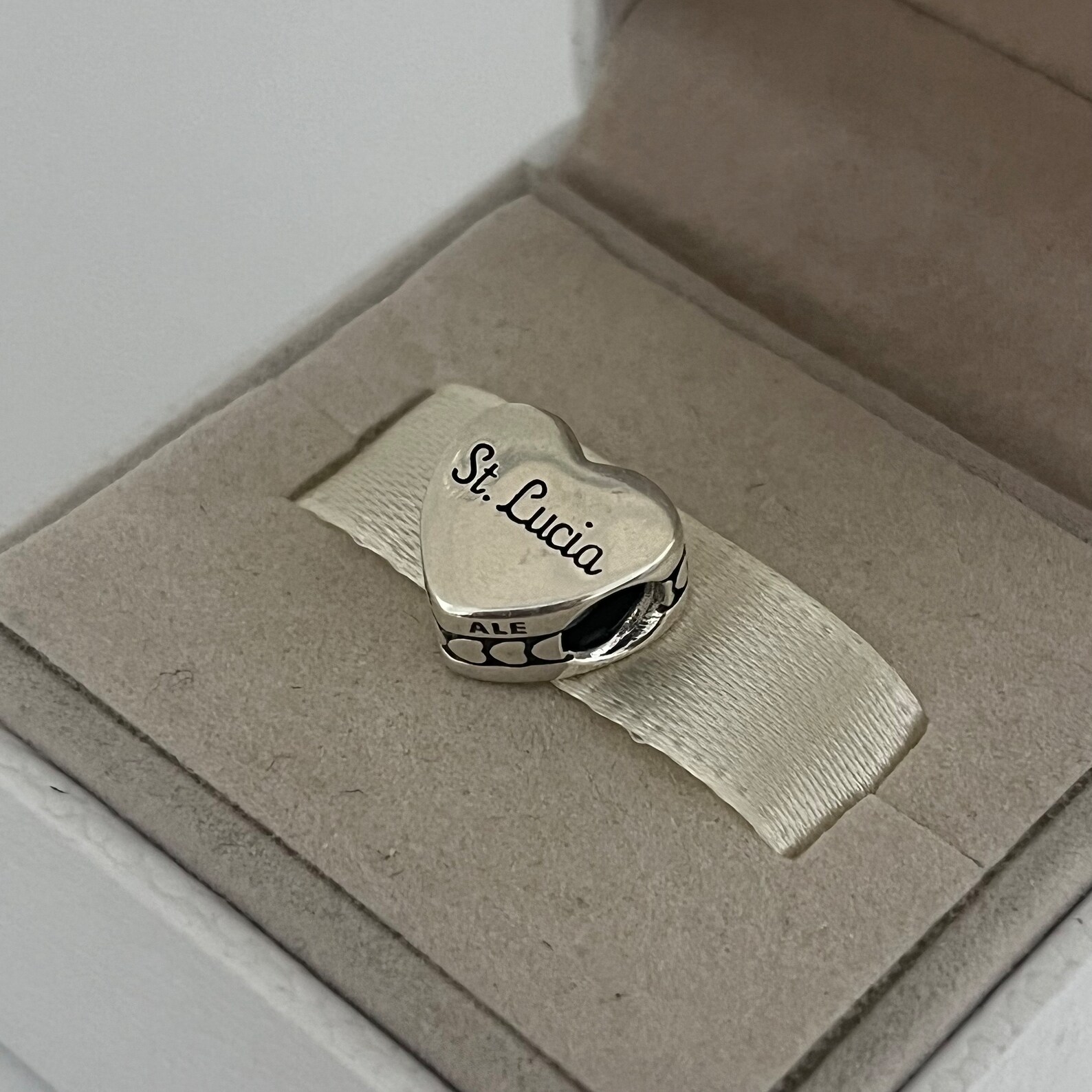 Pandora St.lucia Heart Bead Charm Saint Lucia Flag Pendant, Travel S925 ...