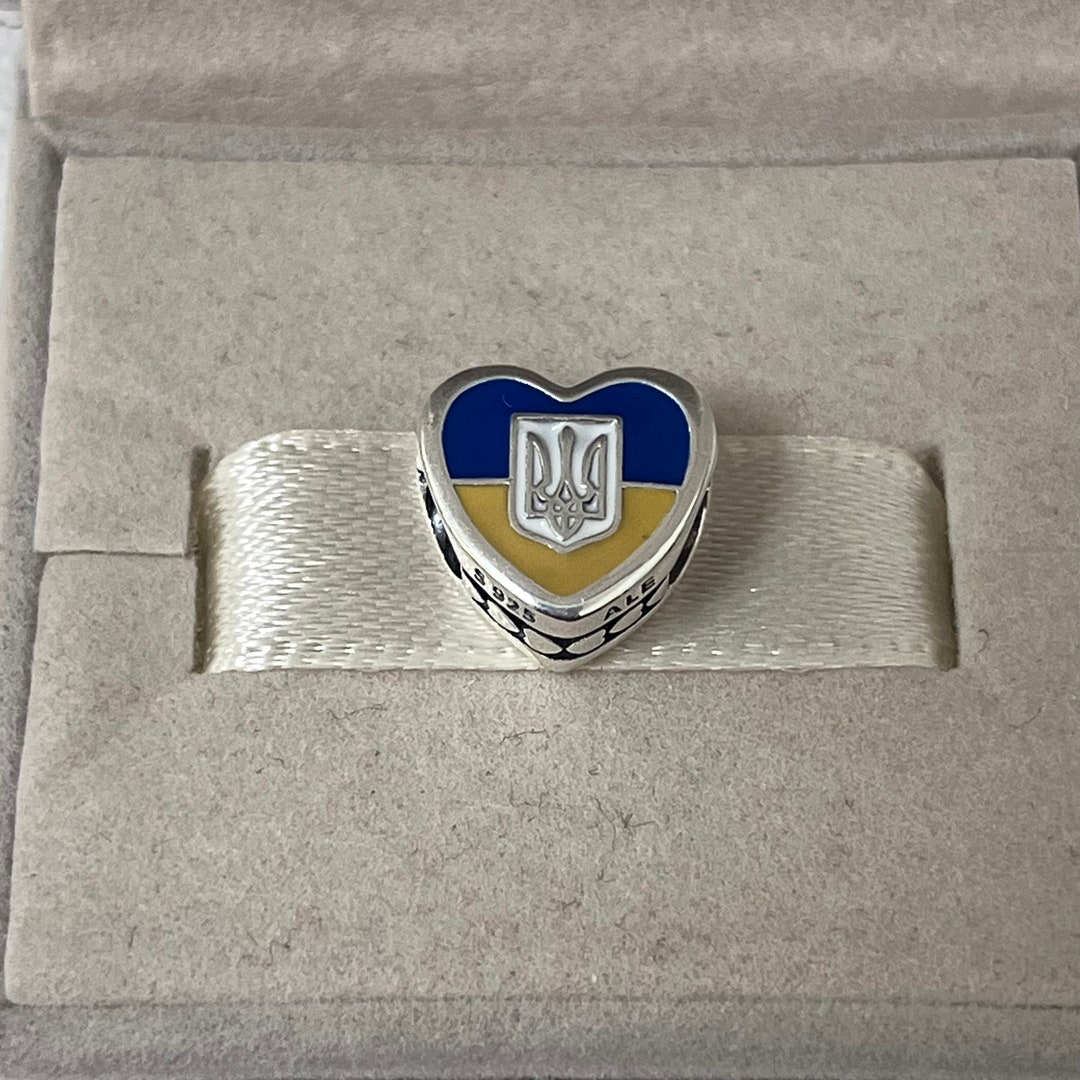 Pandora Ukraine Flag Heart Bead Charm Love Ukraine S925 Sterling Silver ...