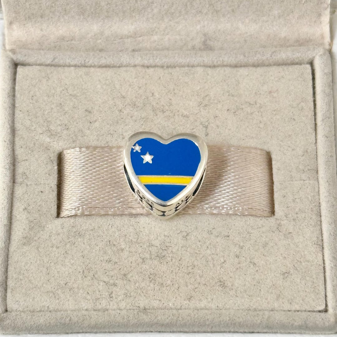 Pandora Curaçao Curacao Flag Exclusive Heart Bead Charm Travel S925 ...