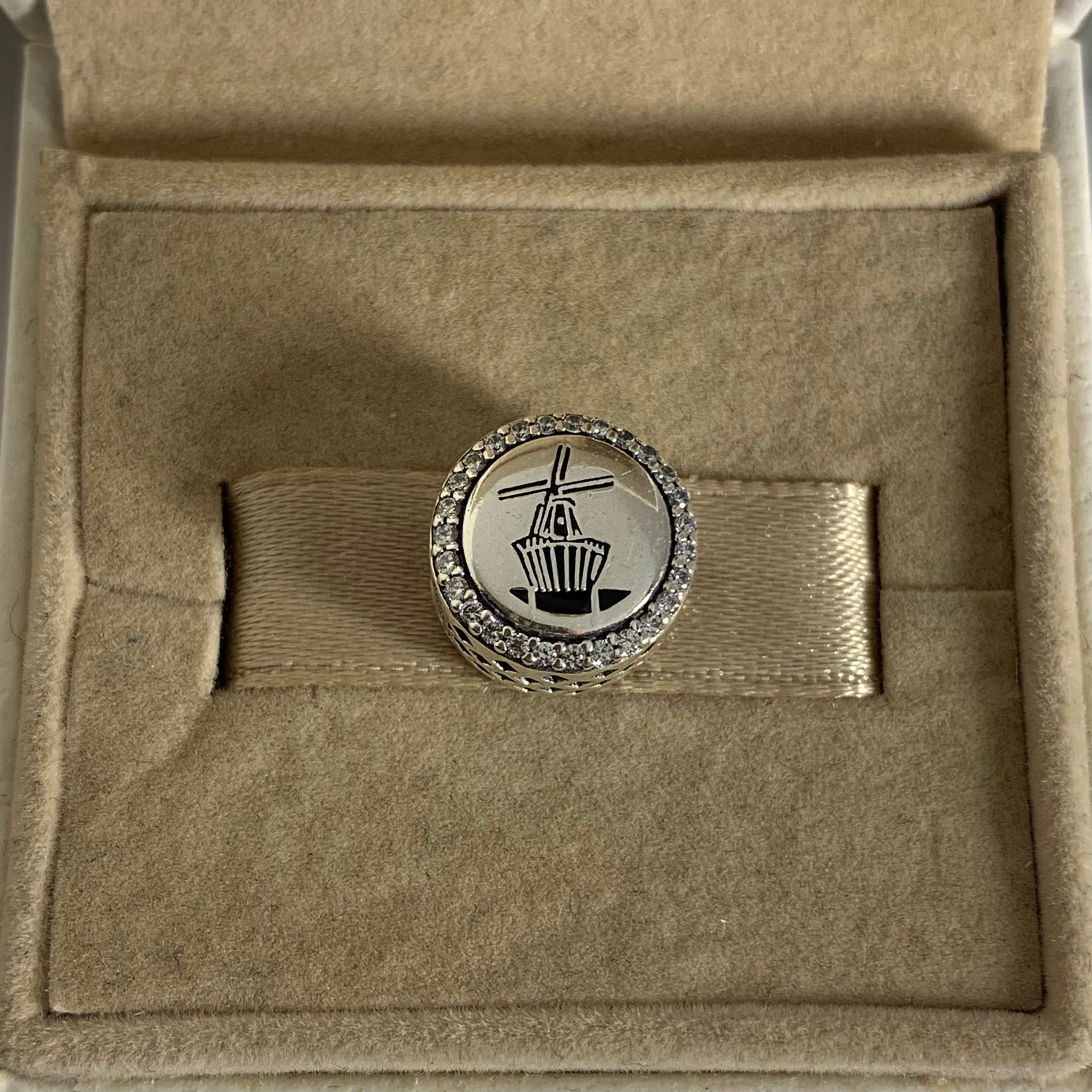 Pandora Charm Holland Windmill Bead Charm Travel Button S925 Sterling ...