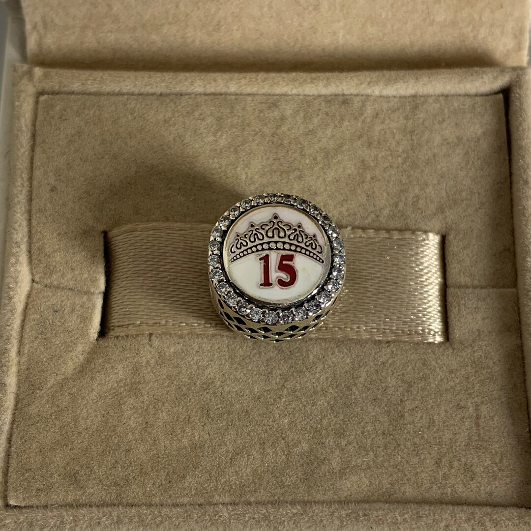 Pandora 15 Years Old Exclusive Bead Charm Button S925 Sterling Silver ...