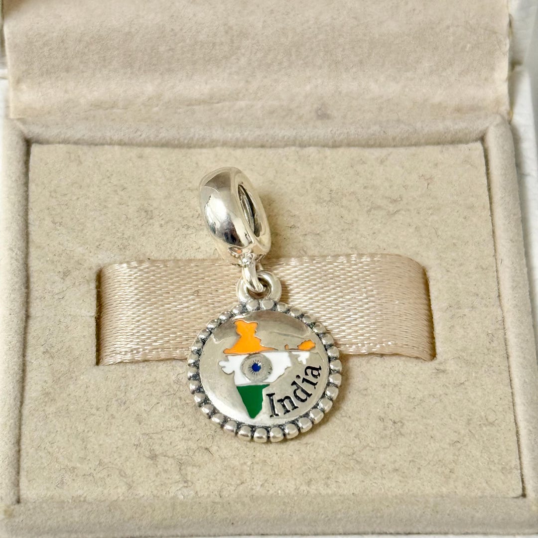 Pandora India Map Flag Dangle Charm Pendant S925 Silver Jewelry for ...