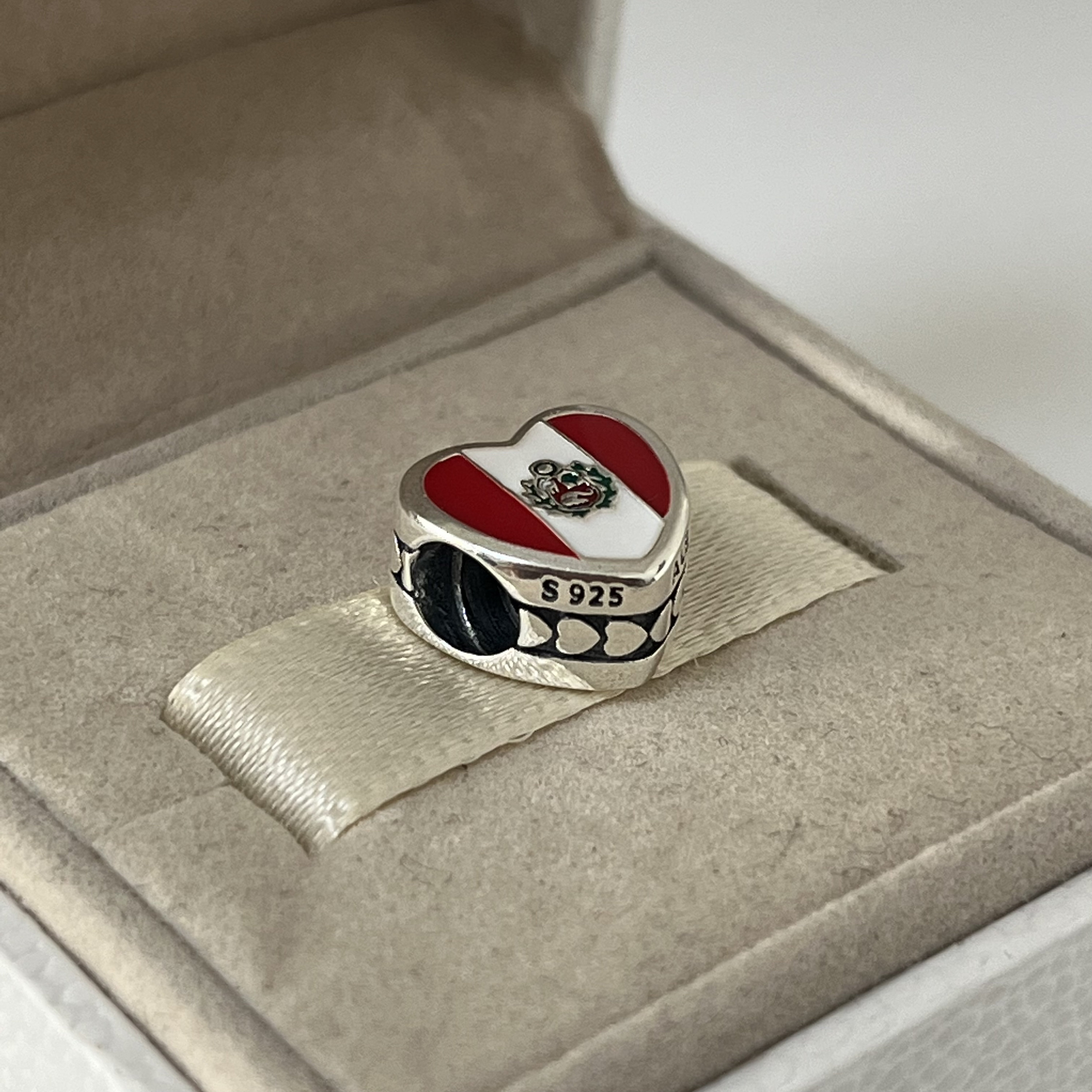 Pandora Peru Flag Heart Bead Charm Love Peru Travel S925 Silver Jewelry ...