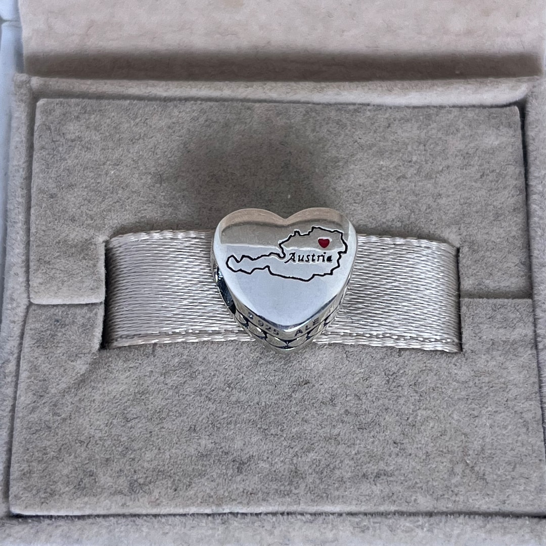 Pandora Austria Map Heart Bead Charm LOVE Austria S925 Sterling Silver ...