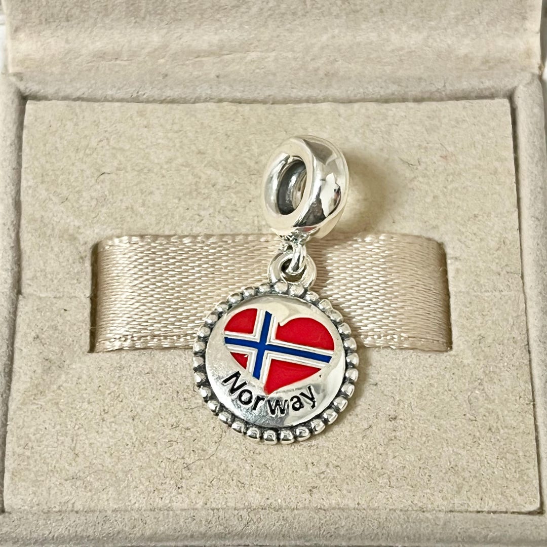 Pandora Norway Heart Flag Dangle Charm Travel Pendant S925 Silver ...