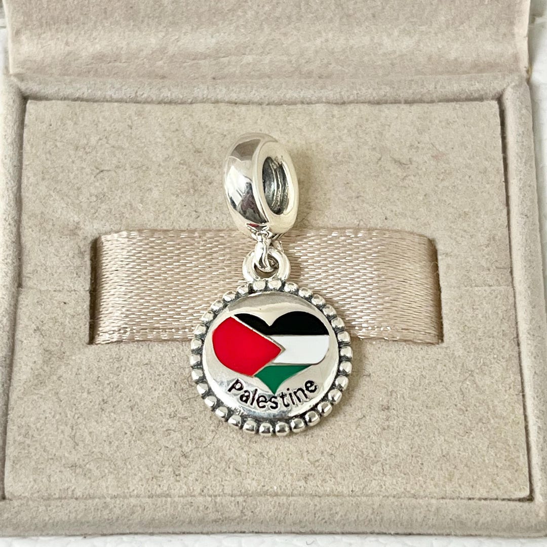 Pandora Palestine Heart Flag Dangle Charm Travel Pendant S925 Silver ...