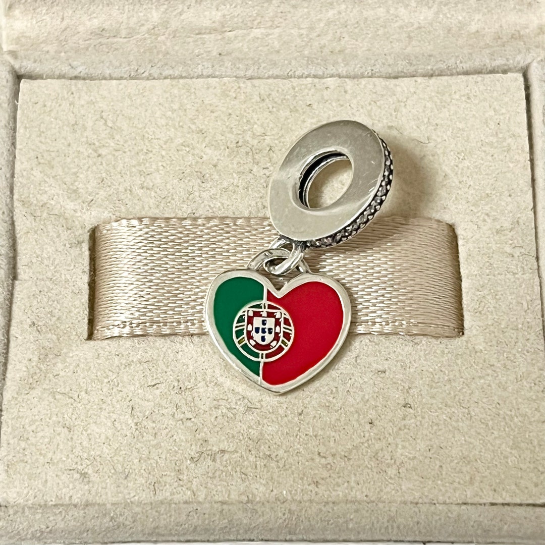 Pandora Portugal Flag Heart Dangle Charm Pendant S925 Silver Travel ...
