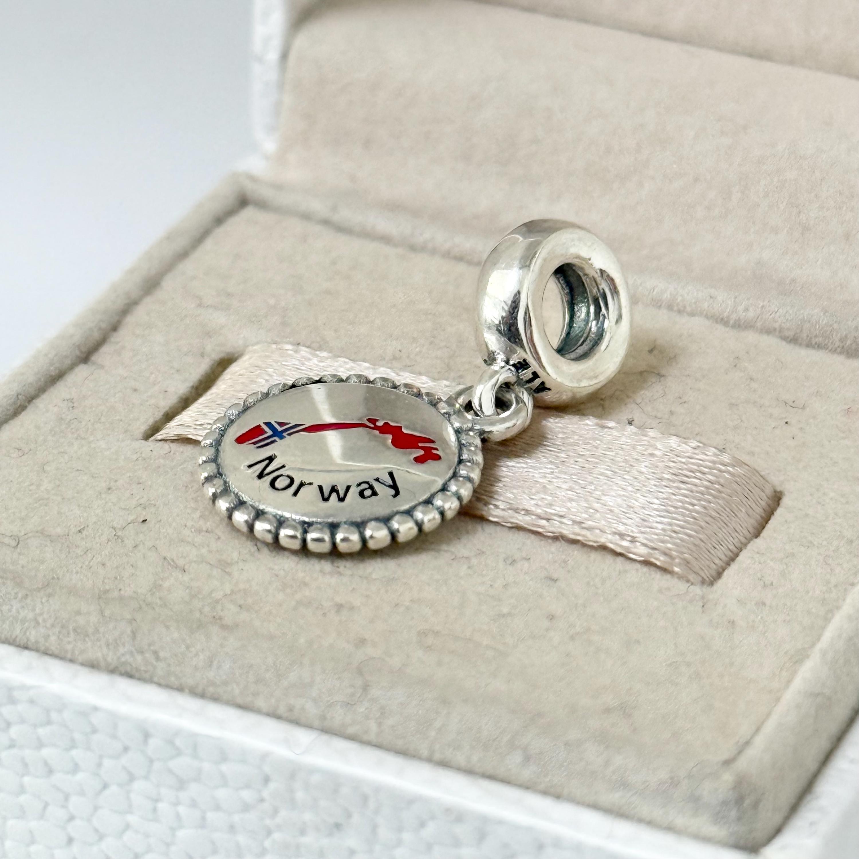 Pandora Norway Map Flag Dangle Charm Pendant S925 Silver Jewelry for ...