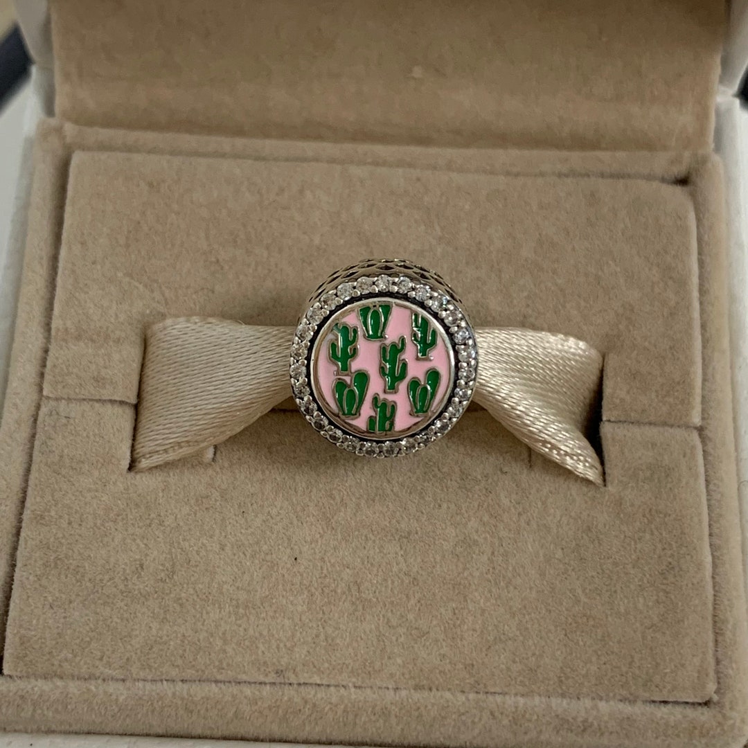 Pandora Engraved Button Charm Cactus Curacao Charm，exclusive Bracelet ...