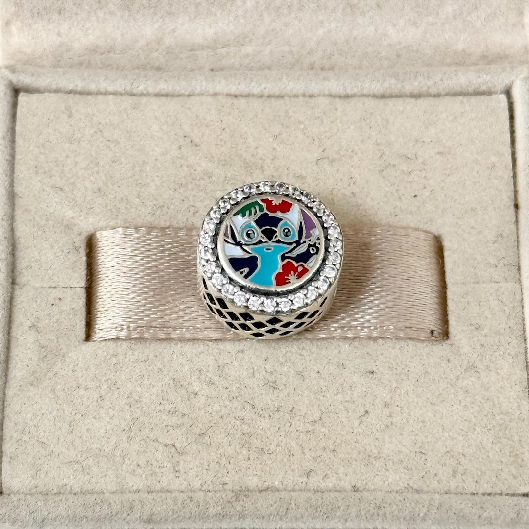 Pandora Stitch Charm Bead Button Travel S925 Sterling Silver Jewelry ...