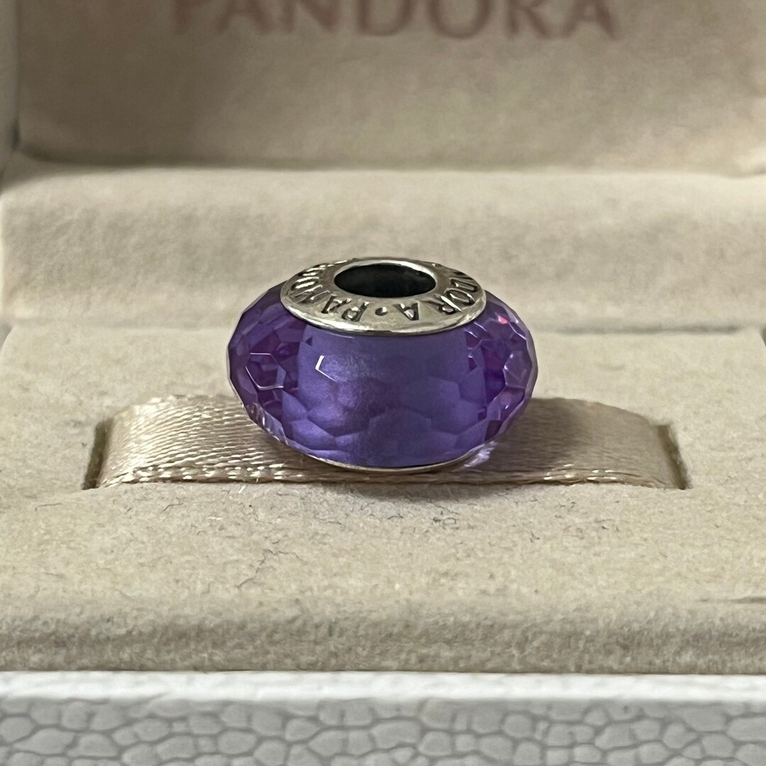 Pandora Icy Glitter Purple Lavender Wave Murano Glass Bead Charm S925 ...