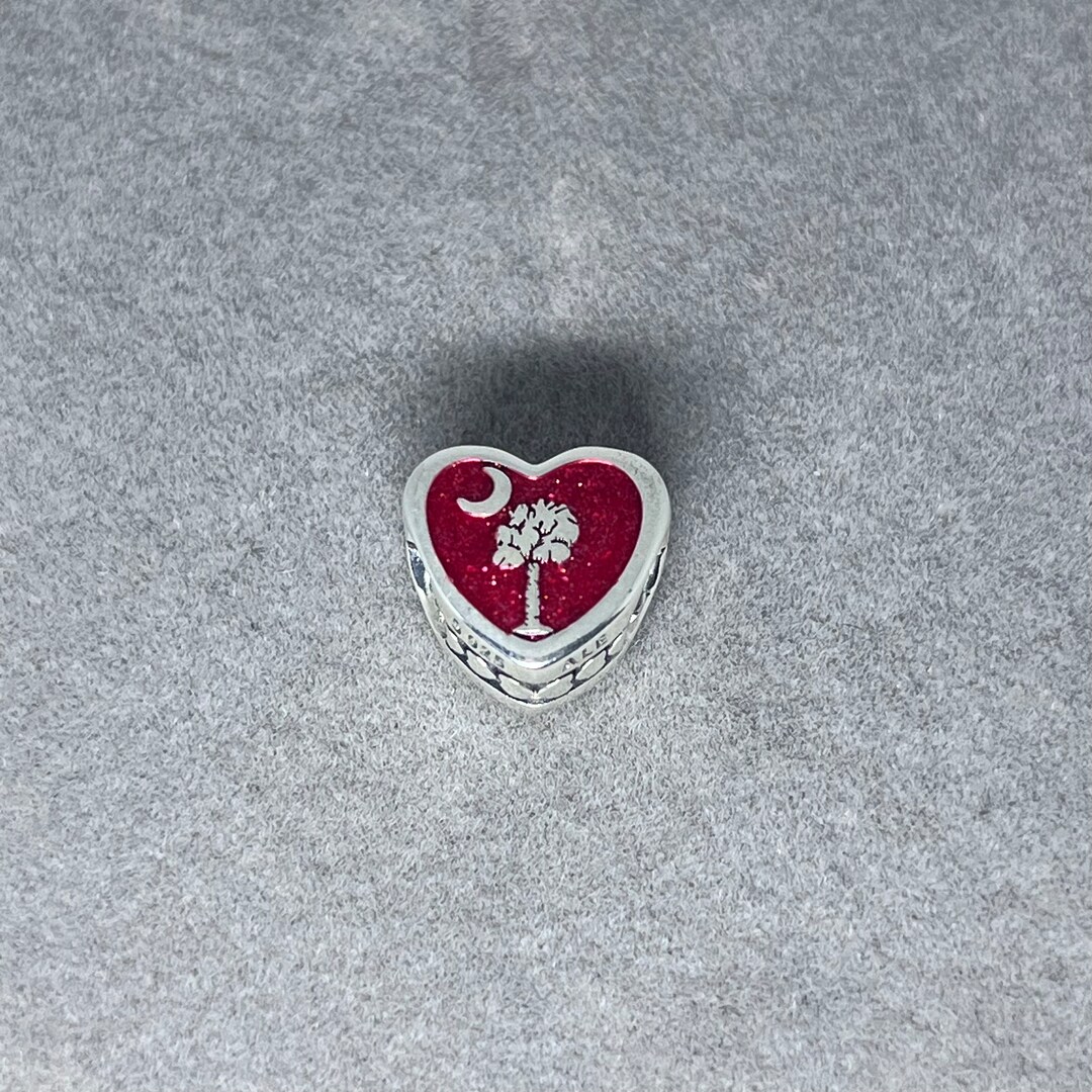 Pandora South Carolina SC Flag Exclusive Heart Bead Charm Pendant S925 ...
