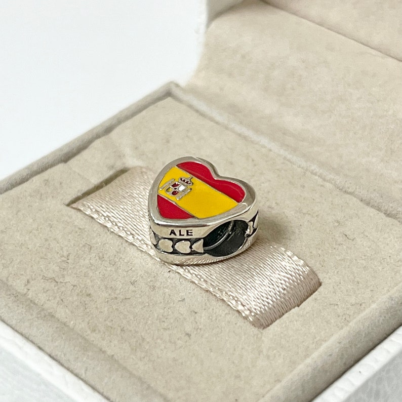 Pandora Spain Flag Travel Exclusive Heart Bead Charm S925 Sterling ...