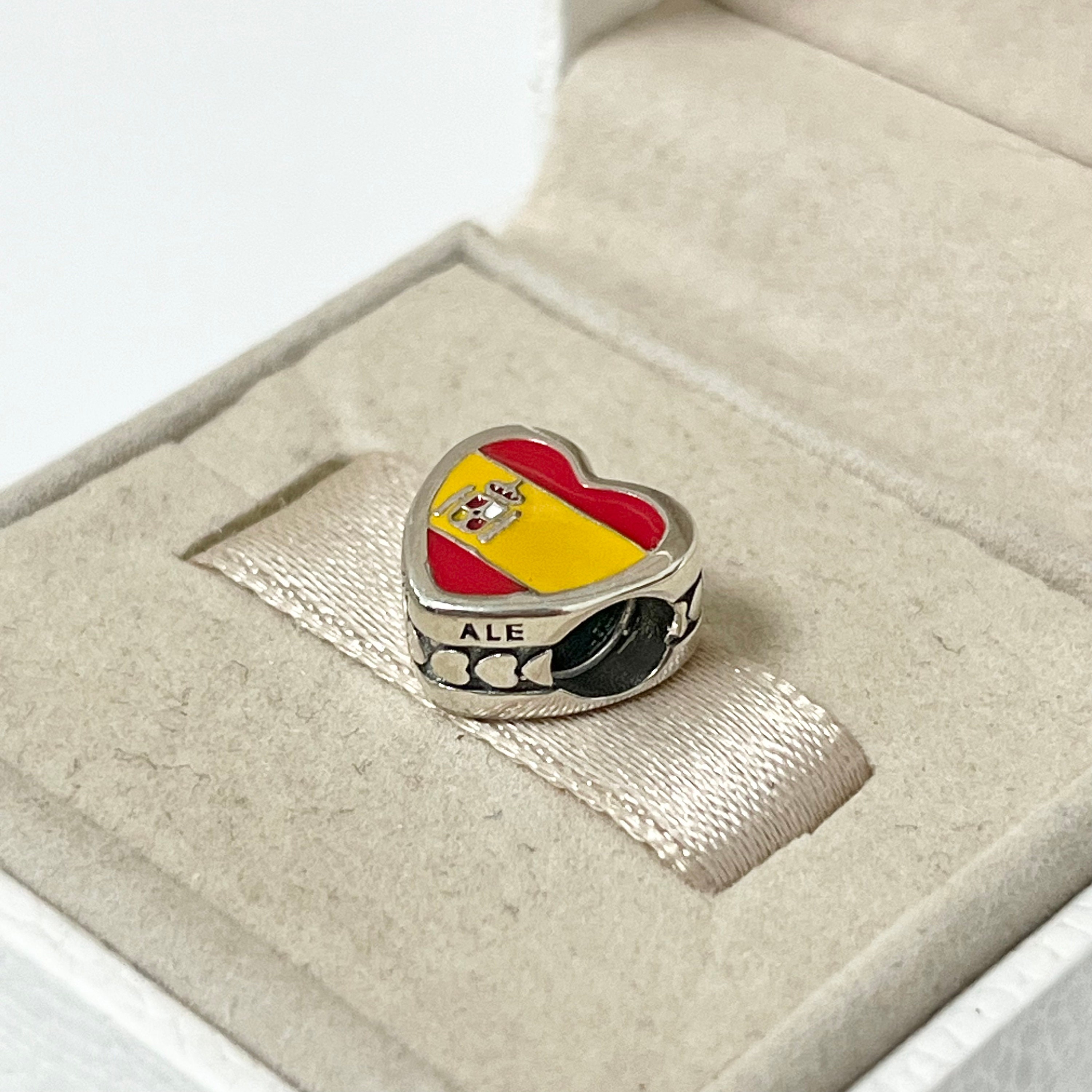 Pandora Spain Flag Travel Exclusive Heart Bead Charm S925 Sterling ...