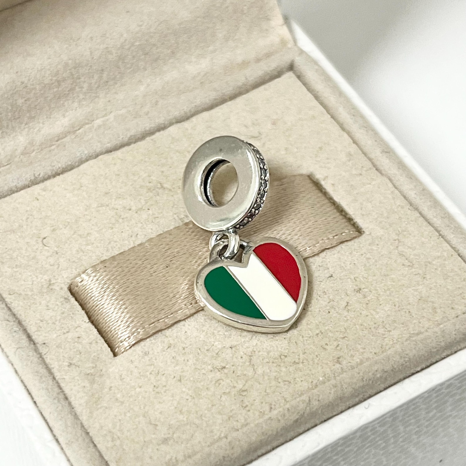 Pandora Italy Flag Heart Dangle Charm Travel Pendant S925 Silver ...
