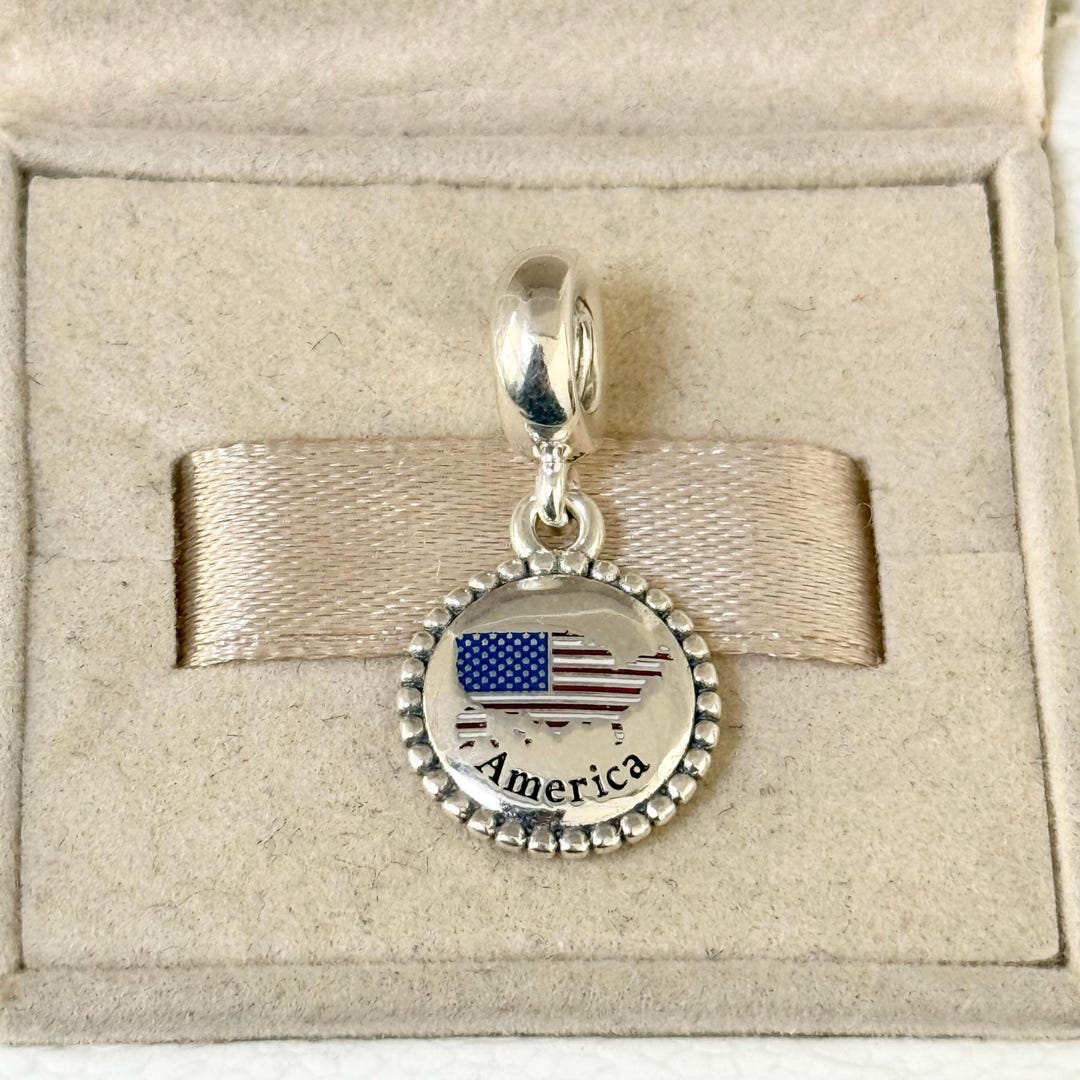 Pandora America Flag Map Dangle Charm Travel Pendant S925 Silver ...