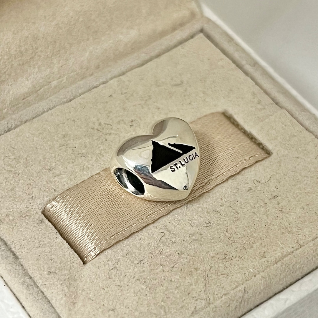 Pandora ST,LUCIA Map Exclusive Heart Bead Charm Travel S925 Sterling ...