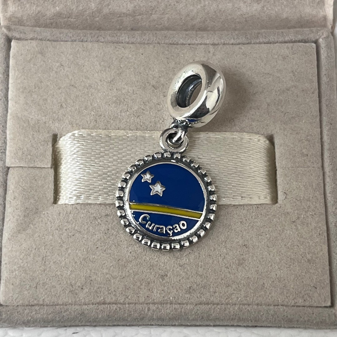 Pandora Curaçao Flag Dangle Charm Pendant Travel S925 Sterling Silver ...