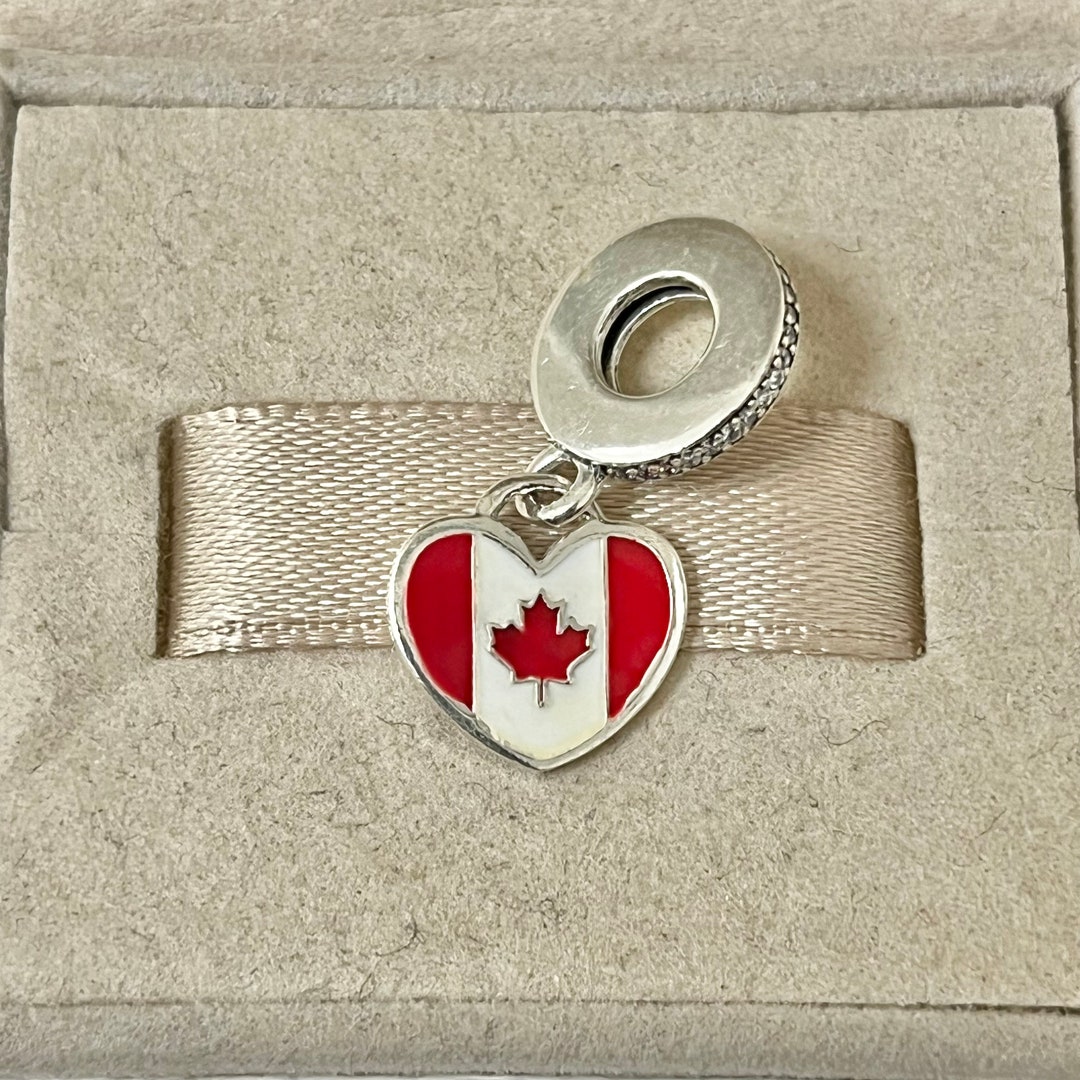 Pandora Canada Flag Exclusive Heart Dangle Charm Pendant S925 Silver ...