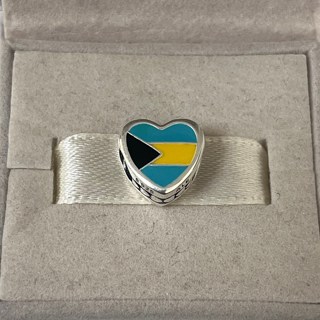 Pandora Bahamas Flag Charm Heart Bead Charm Love Bahamas S925 Sterling ...