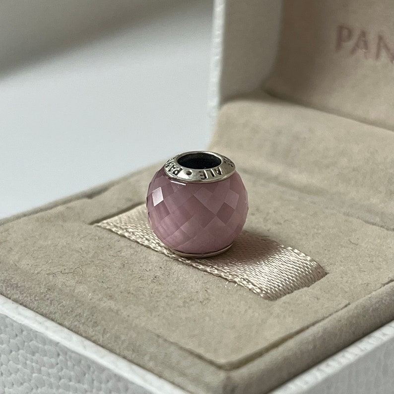 Pandora Murano Glass Pink Set With Diamond Petal Glaze Bead Love ...