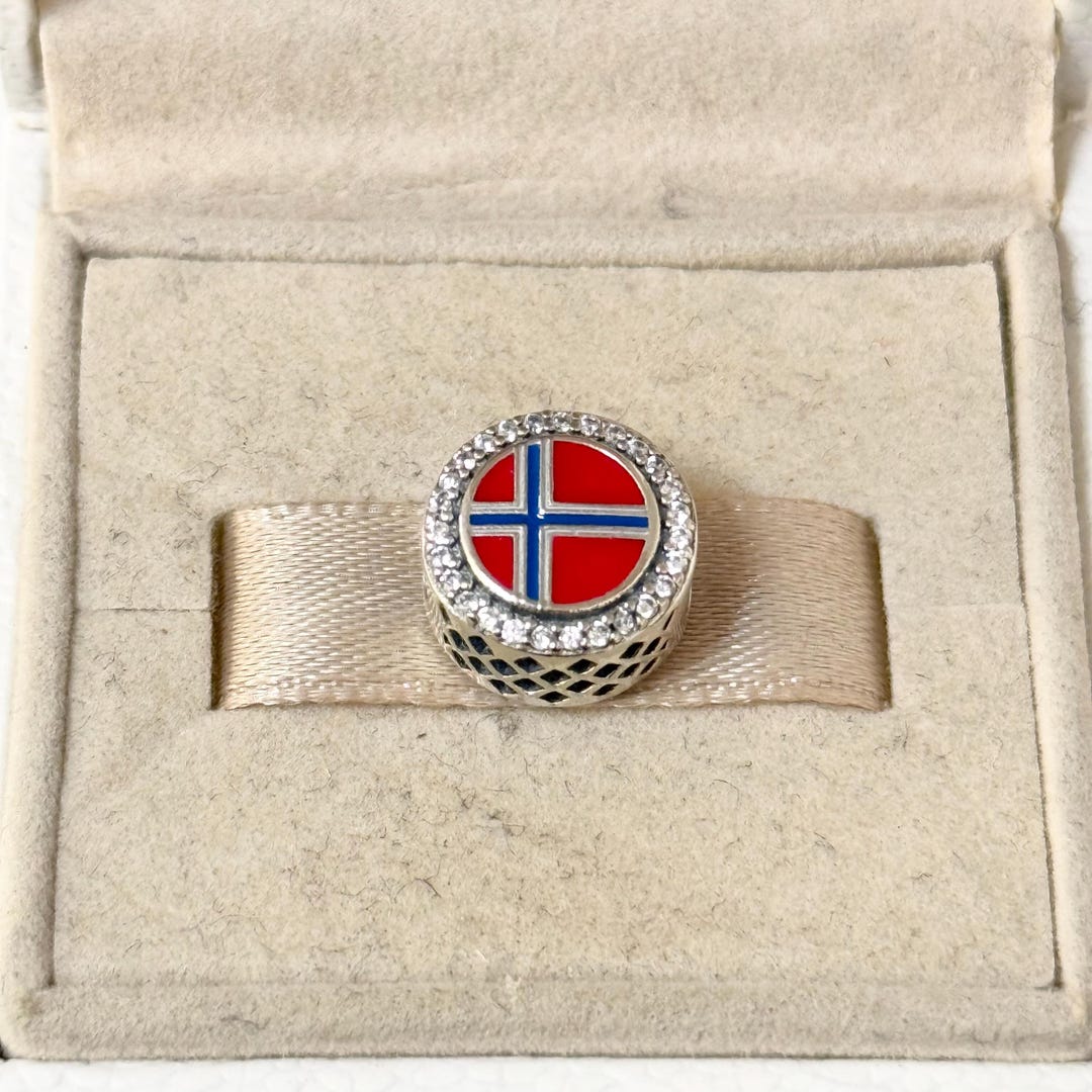 Pandora Norway Flag Bead Exclusive Charm S925 Silver Travel Jewelry for ...