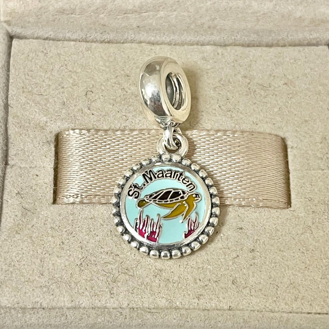 Pandora St, Maarten Sea Turtle Beach Dangle Charm Travel Pendant S925 ...