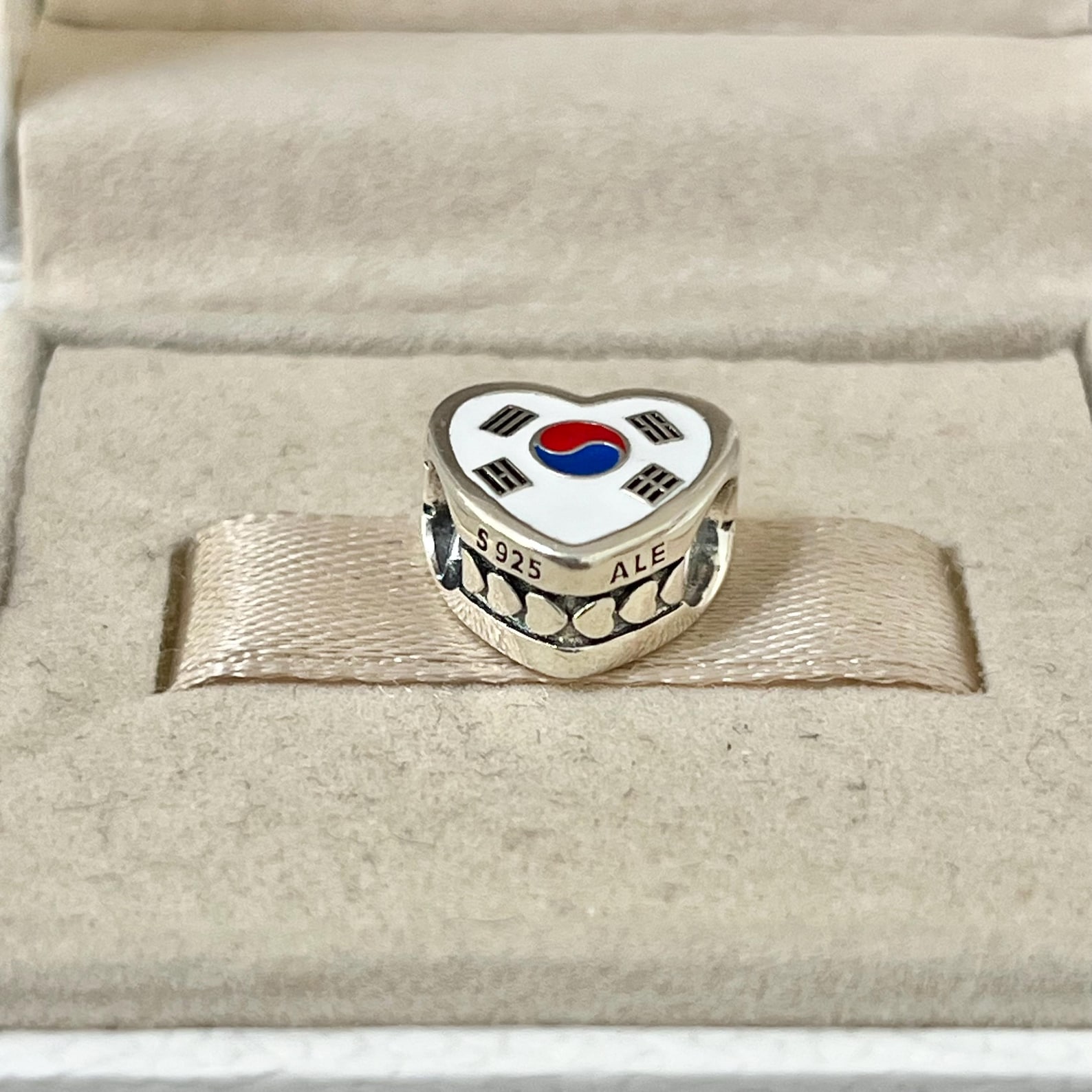 Pandora KOREA Flag Heart Bead Charm Travel S925 Silver Jewelry for ...