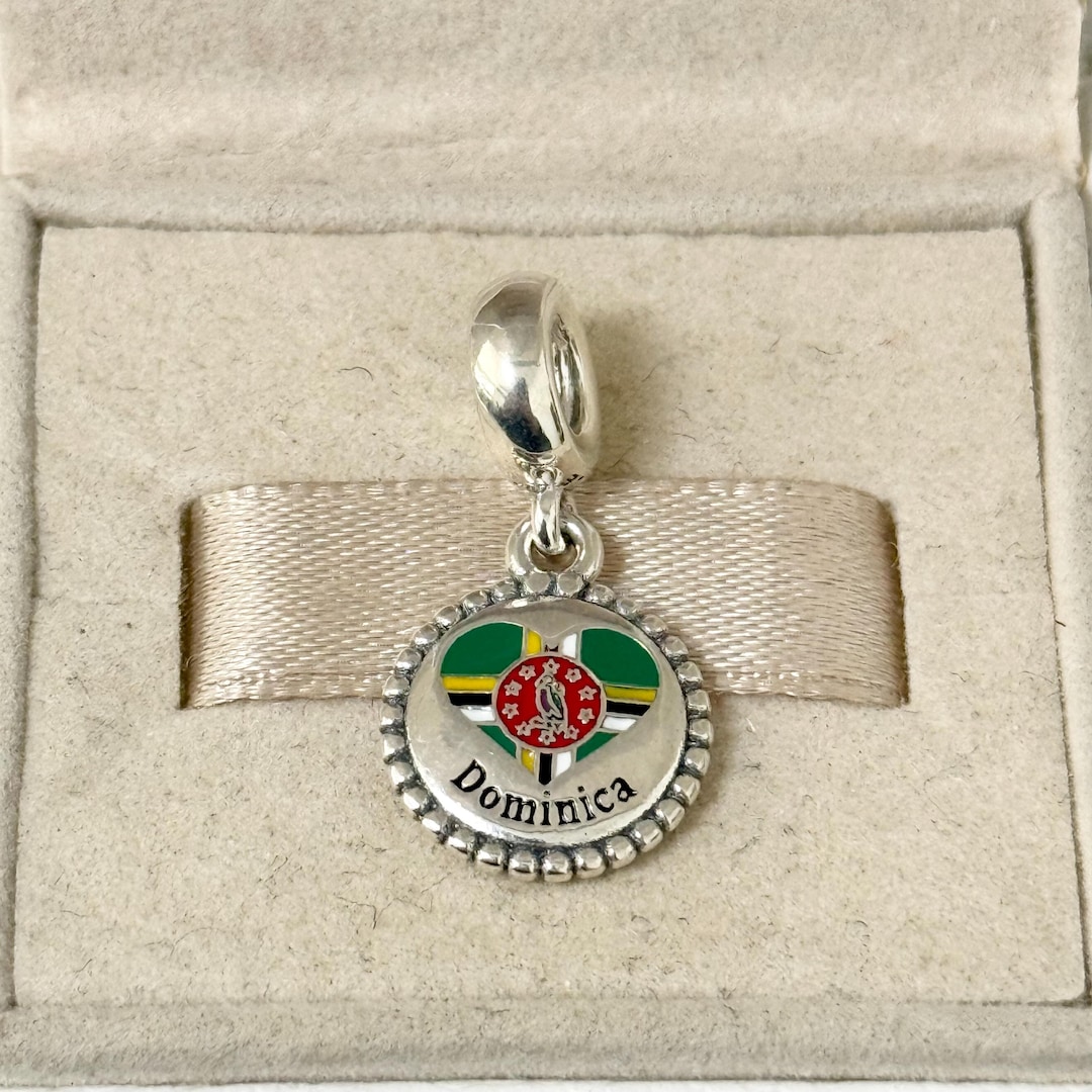 Pandora Dominica Heart Flag Dangle Charm Travel Pendant S925 Silver ...