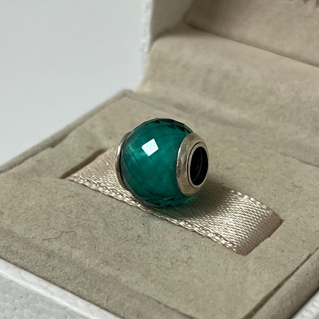 Pandora Green Small Murano Glass Bead Charm Fascinating S925 Silver ...