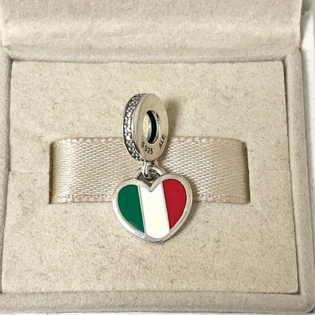 Pandora Italy Flag Heart Dangle Charm Travel Pendant S925 Silver ...