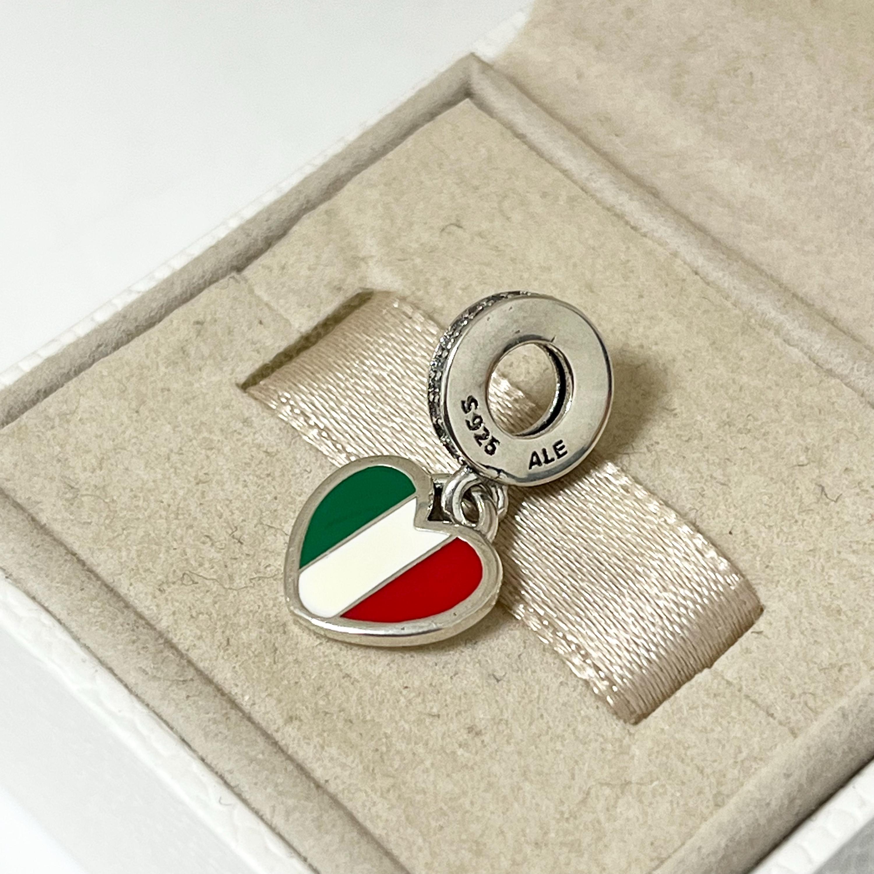 Pandora Italy Flag Heart Dangle Charm Travel Pendant S925 Silver ...
