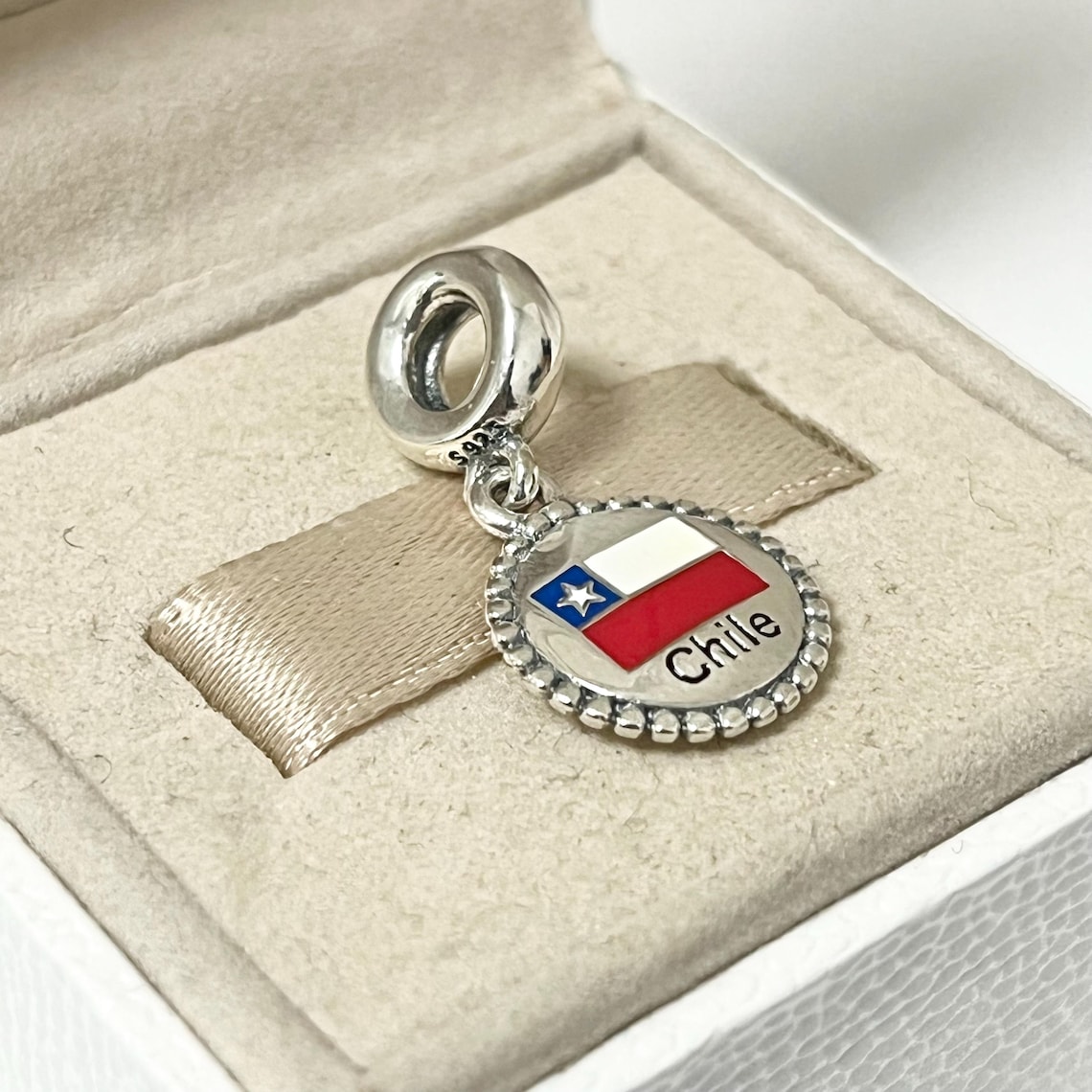 Pandora Chile Flag Dangle Charm Travel Pendant S925 Silver Jewelry for ...
