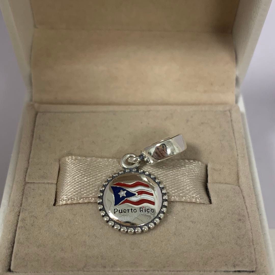 Puerto Rico Flag Charm, S925 Sterling Silver Jewelry, Bracelet Charm ...