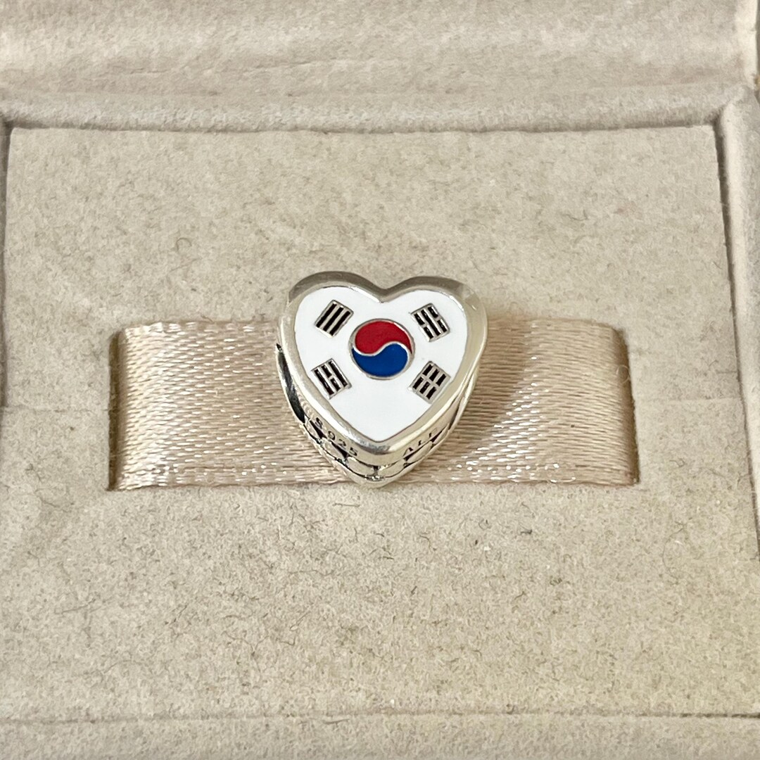 Pandora KOREA Flag Heart Bead Charm Travel S925 Silver Jewelry for Bracelet, for Necklace Mixed ...