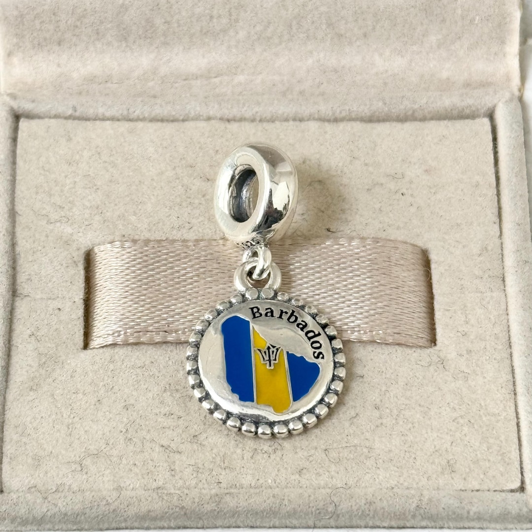 Pandora Barbados Map Flag Dangle Charm Pendant S925 Silver Jewelry for ...
