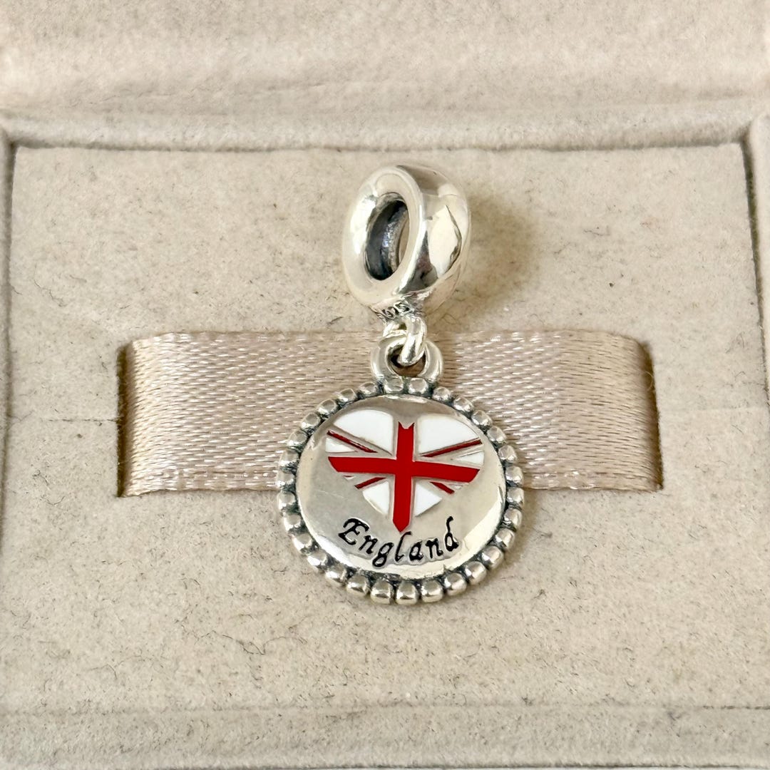 Pandora England Heart Flag Dangle Charm Pendant S925 Silver Jewelry for ...