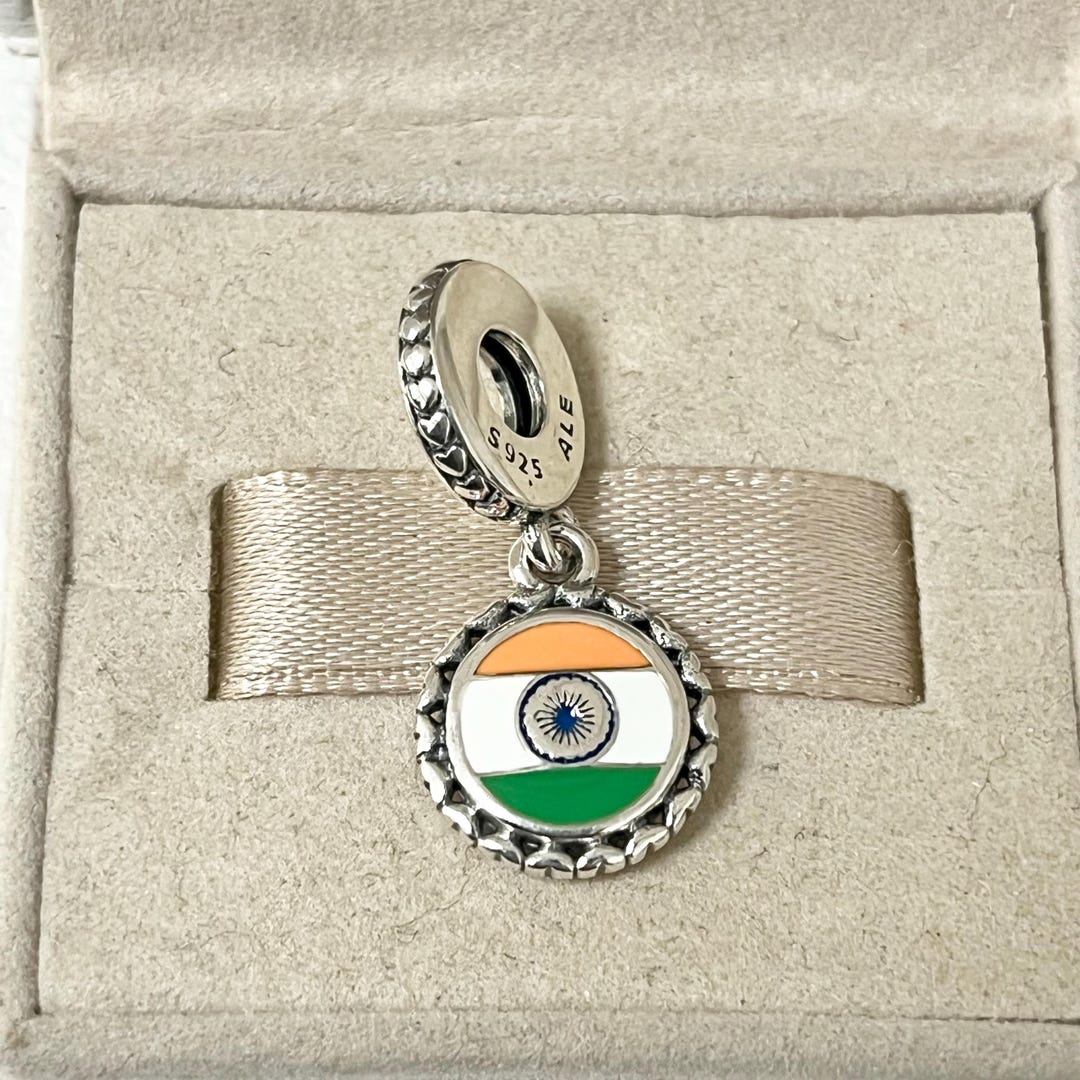 Pandora India Flag Dangle Charm Travel Pendant S925 Silver Jewelry for ...