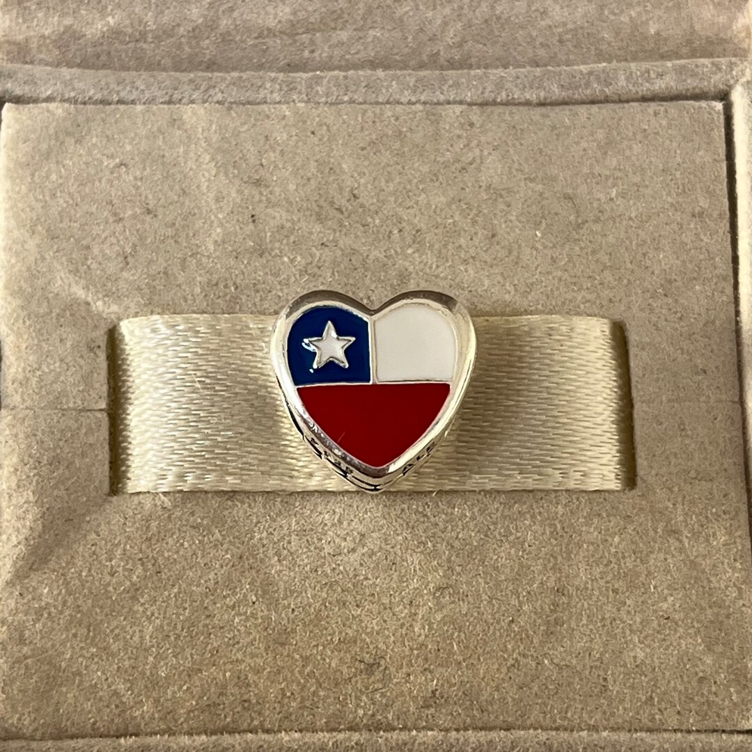 Pandora Republic of Chile Flag Heart Bead Charm Love Chile Travel S925 ...
