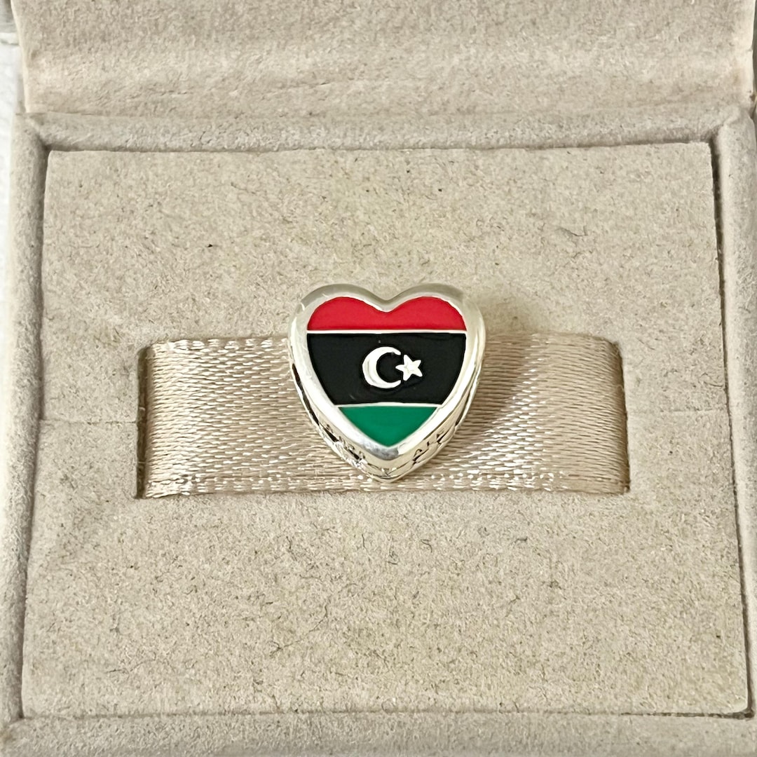 Pandora Libya Flag I Love Libya Exclusive Heart Bead Charm Travel S925 ...