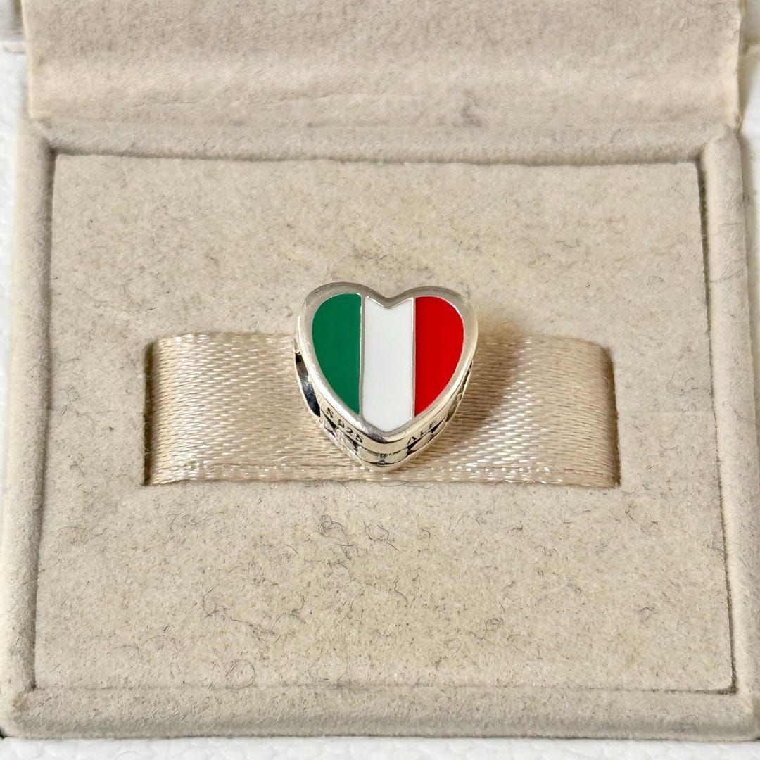 Pandora ITALY Flag Exclusive Heart Bead Charm Travel S925 Sterling ...