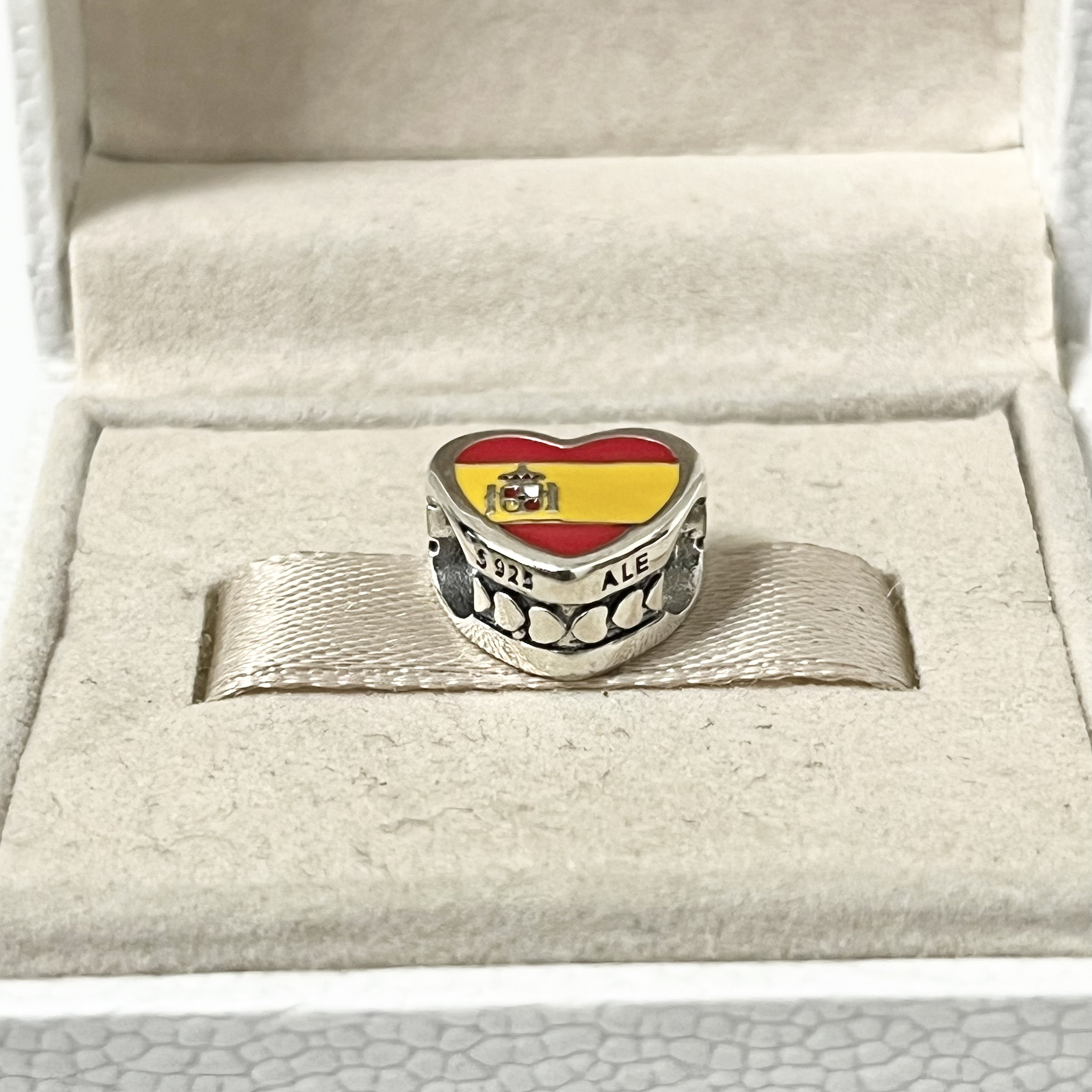 Pandora Spain Flag Travel Exclusive Heart Bead Charm S925 Sterling ...