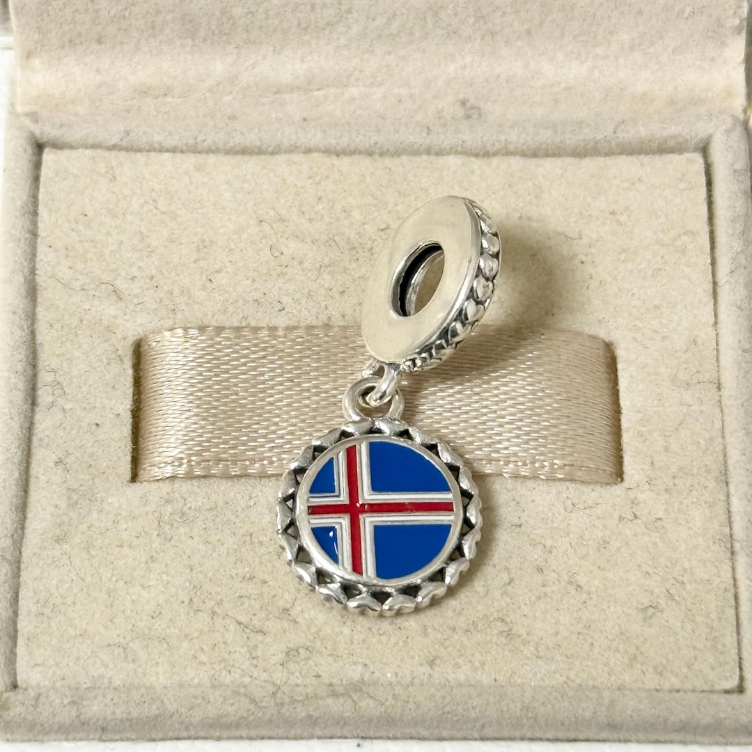 Pandora ICELAND Flag Dangle Charm Pendant S925 Silver Jewelry for ...