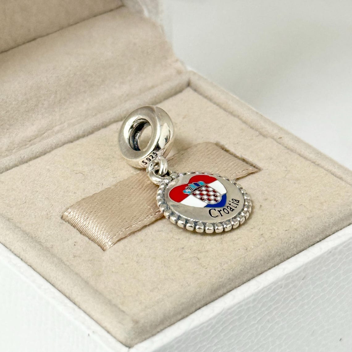 Pandora CROATIA Heart Flag Dangle Charm Travel Pendant S925 Silver ...