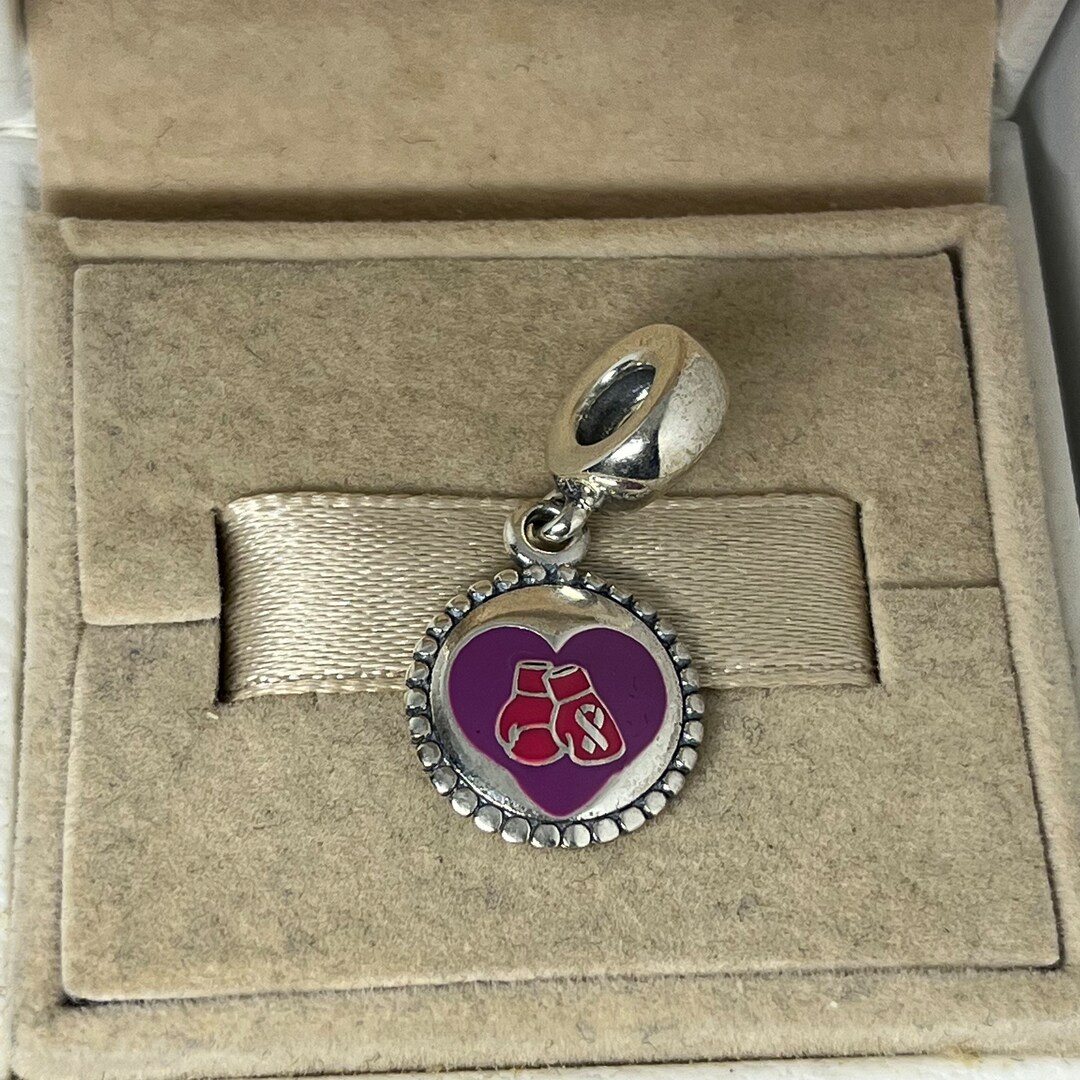 Pandora Hope Ribbon Pink Purple Breast Cancer Dangle Charm Pendant S925 ...