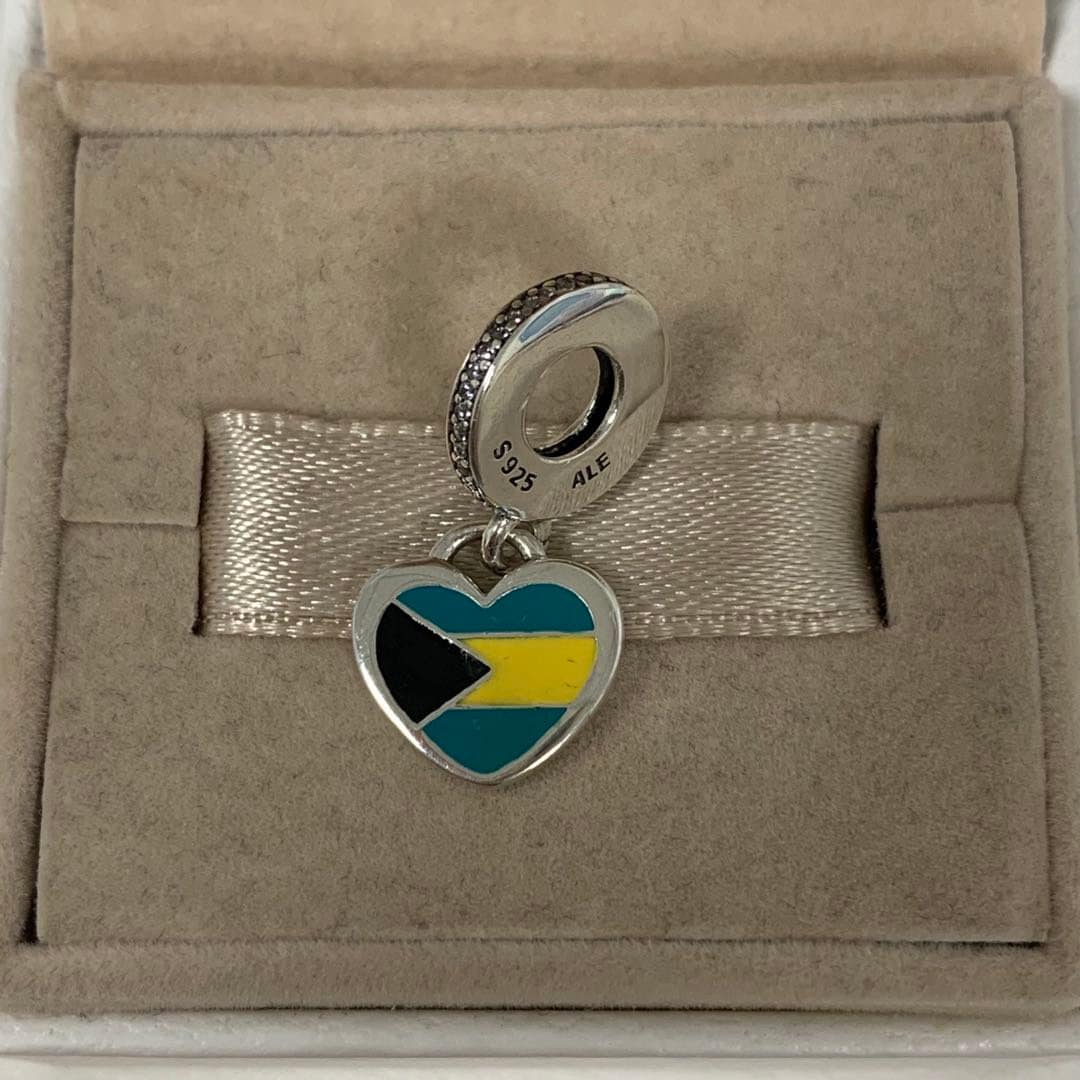 Pandora Bahamas Flag Exclusive Heart Dangle Charm Pendant，s925 Sterling ...